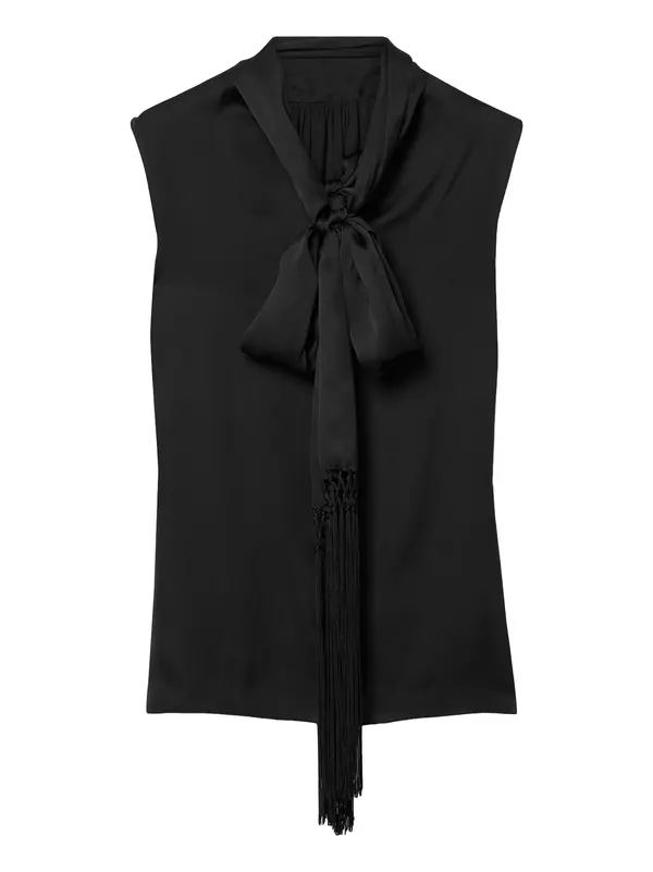 Veronica De Piante Marina Macramé-trimmed Silk Blouse - Black