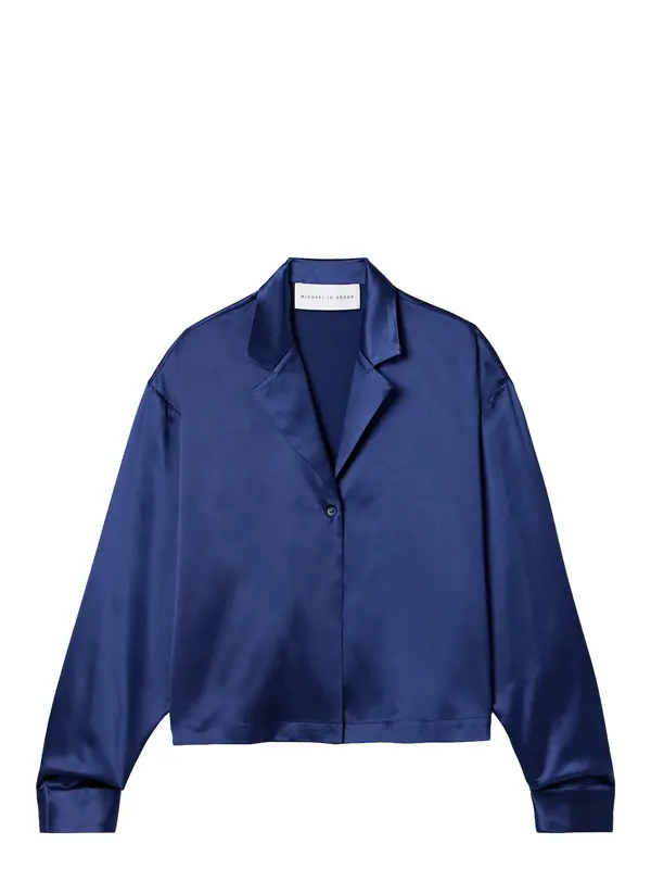 Michael Lo Sordo Cropped Silk-satin Shirt - Blue