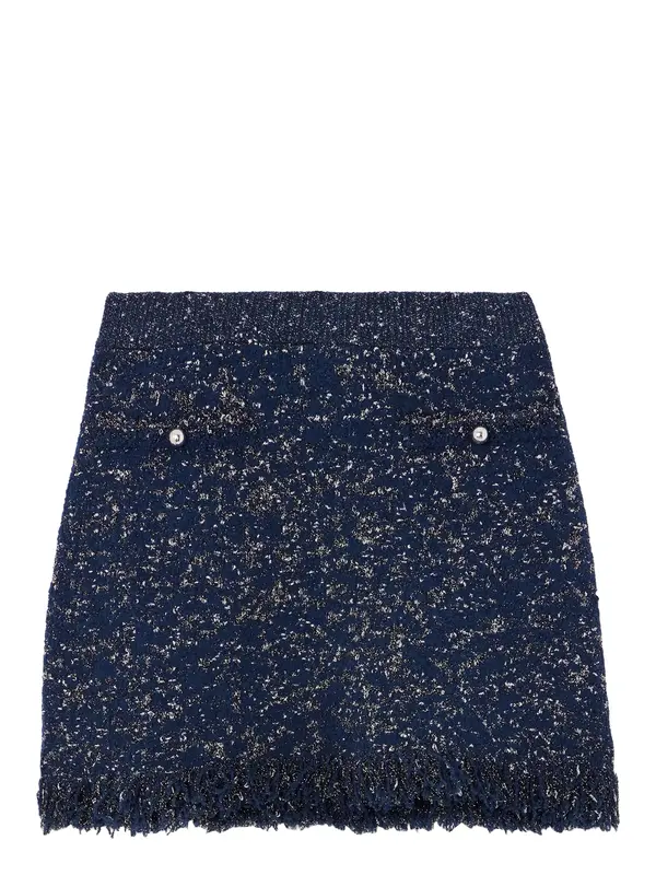Rabanne Frayed Metallic Bouclé Mini Skirt - Blue