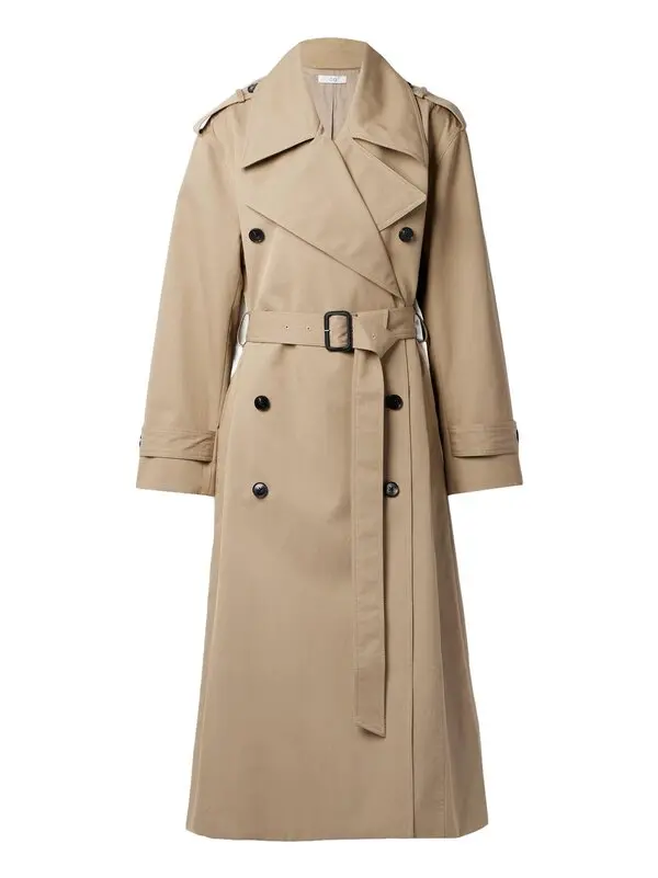 Co Belted Double-breasted Cotton-blend Twill Trench Coat - Brown