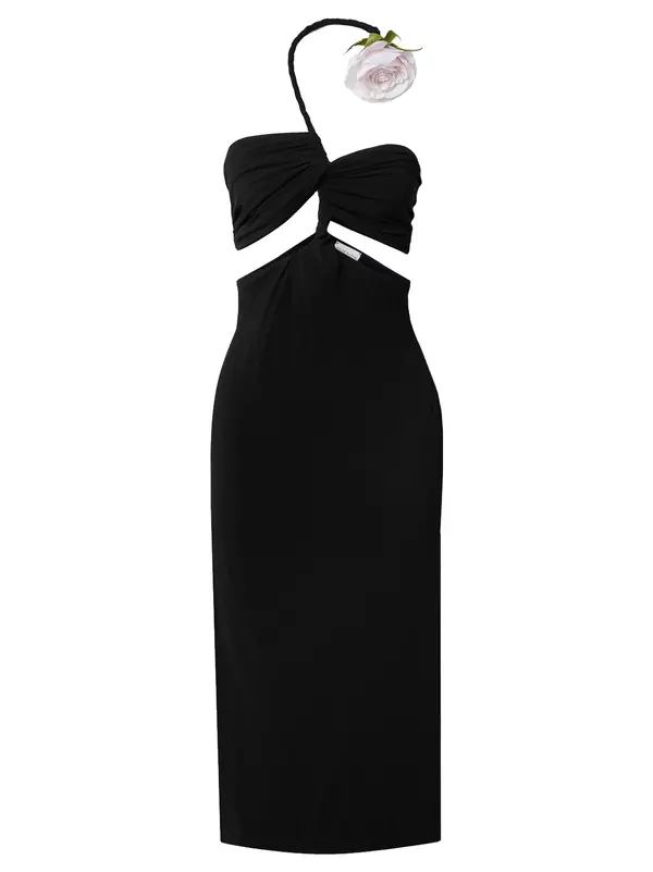 Magda Butrym Cutout Appliquéd Midi Dress - Black