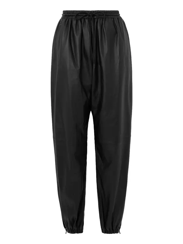 Wardrobe.NYC Leather Tapered Track Pants - Black