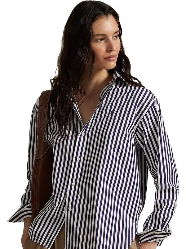 Ralph Lauren Relaxed Fit Striped Shirt - Bright Purple/white