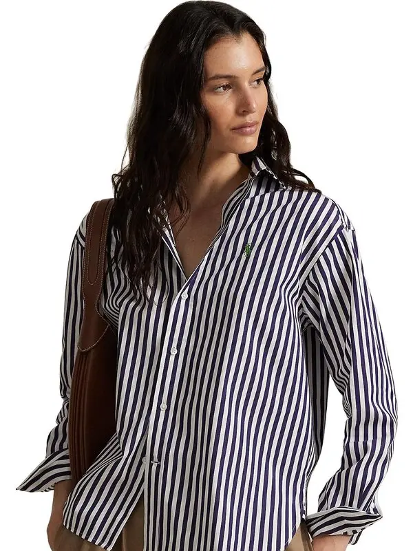 Ralph Lauren Relaxed Fit Striped Shirt - Bright Purple/white