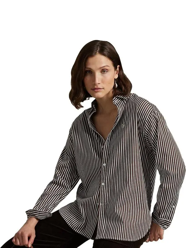 Ralph Lauren Relaxed Fit Striped Shirt - Brown/white