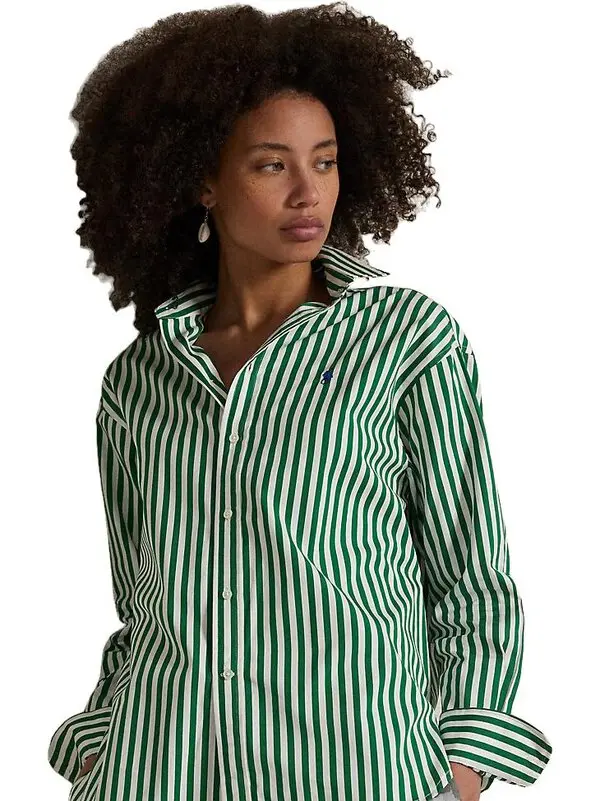 Ralph Lauren Relaxed Fit Striped Shirt - Green Grass/white