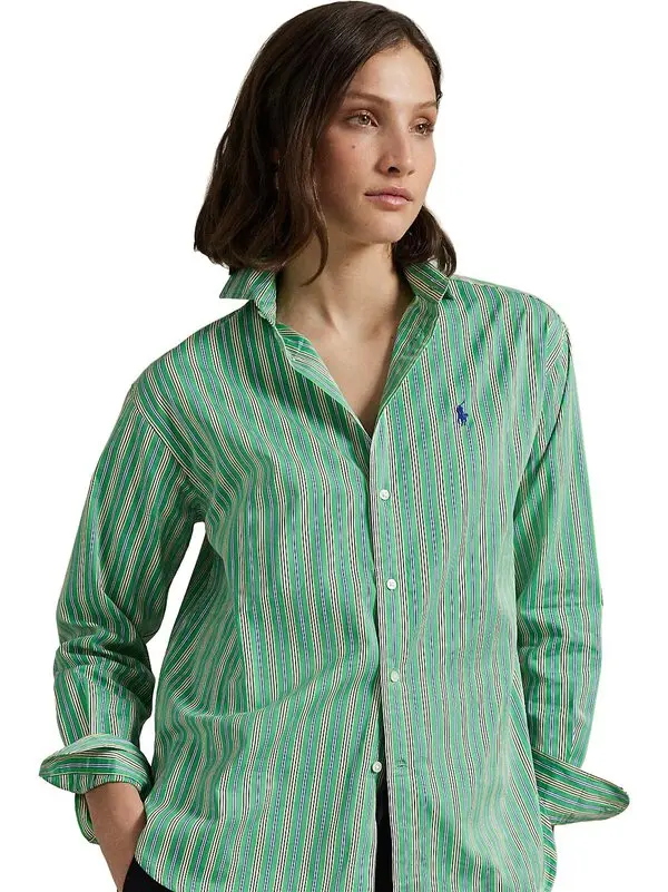 Ralph Lauren Relaxed Fit Striped Shirt - Green/yellow Multi