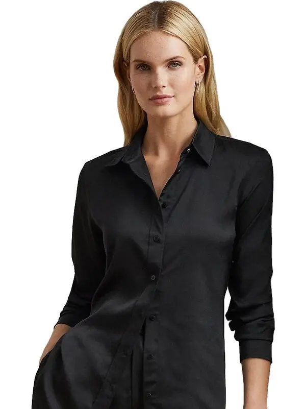 Ralph Lauren Classic Fit Satin Charmeuse Shirt - Black