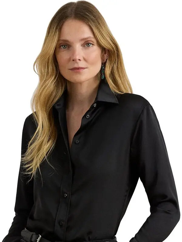 Ralph Lauren Classic Fit Satin Charmeuse Shirt - Black