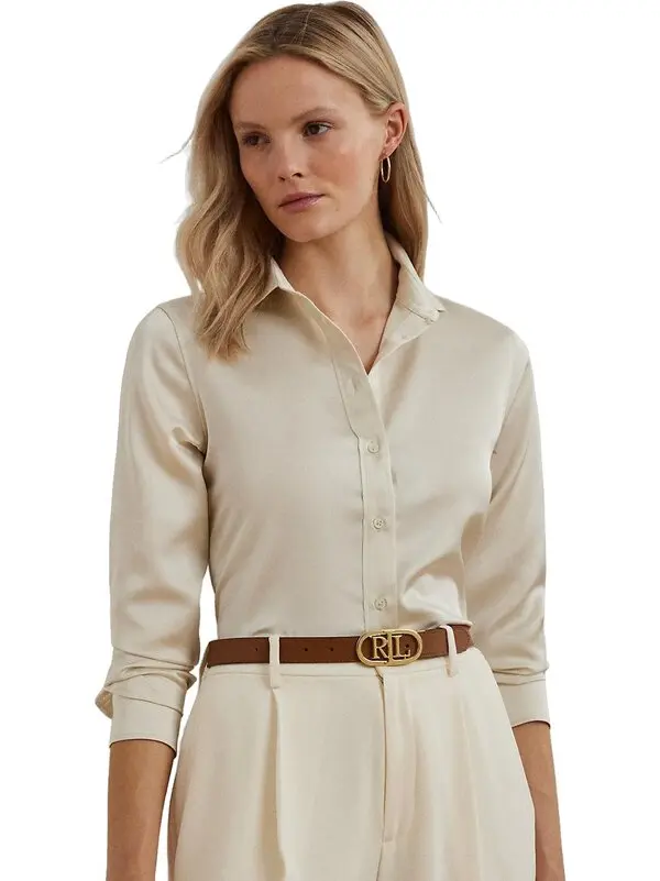 Ralph Lauren Classic Fit Satin Charmeuse Shirt - Mascarpone Cream