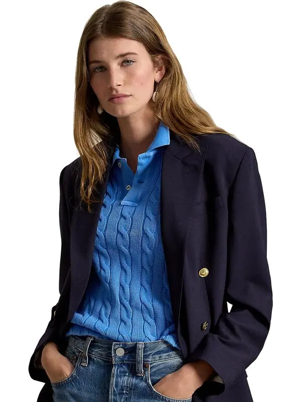 Ralph Lauren Double-breasted Wool-blend Blazer - Navy
