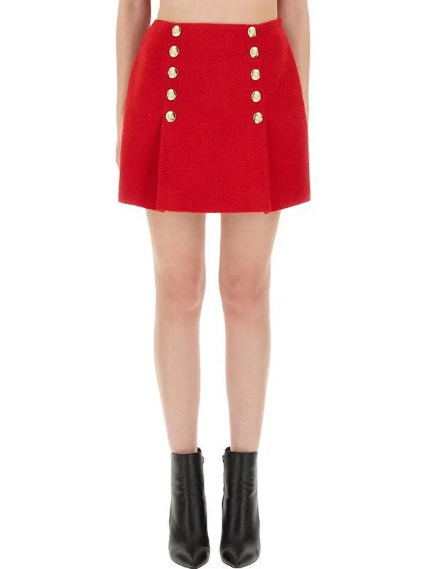 Balmain Wool Mini Skirt - Red