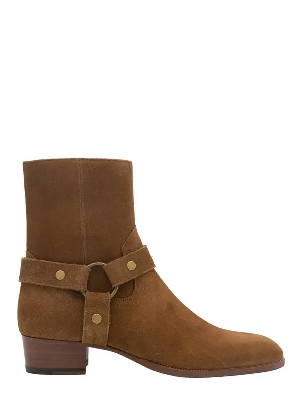 Saint Laurent Wyatt Harness Ankle Boots - Brown