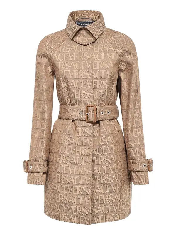 Versace Logo Trench Coat - Beige