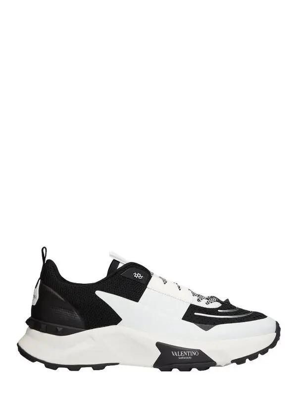 Valentino Garavani True Act Low Top Sneakers In Mesh And Rubberized Fabric - Black