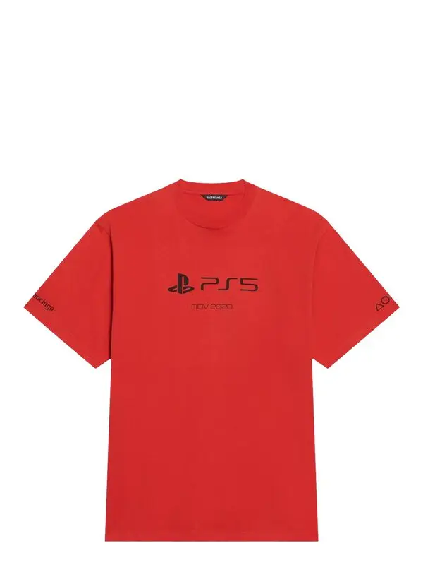Balenciaga Playstation Boxy Tee 'vermillon/black - Red