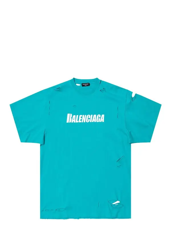 Balenciaga Boxy T-shirt 'turquoise/white - Blue