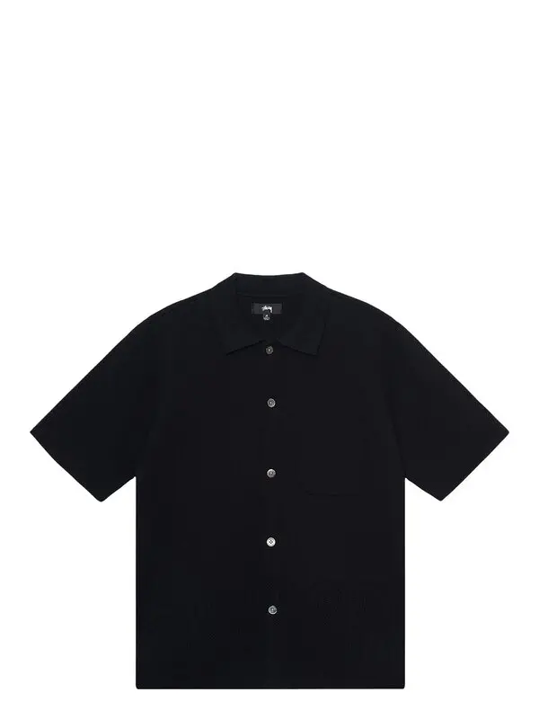 StÜssy Perforated Swirl Knit Shirt - Black