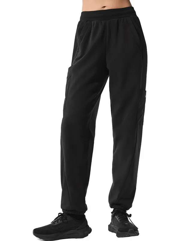 Alo Yoga Polar Fleece Wintry Mix Track Pants - Black