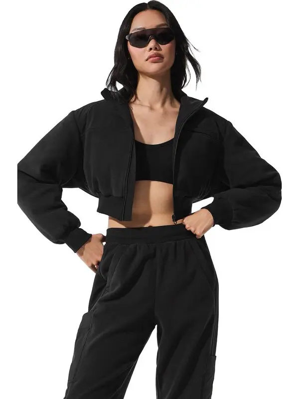 Alo Yoga Polar Fleece Cropped Jacket - Black
