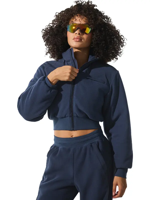 Alo Yoga Polar Fleece Cropped Jacket - Navy