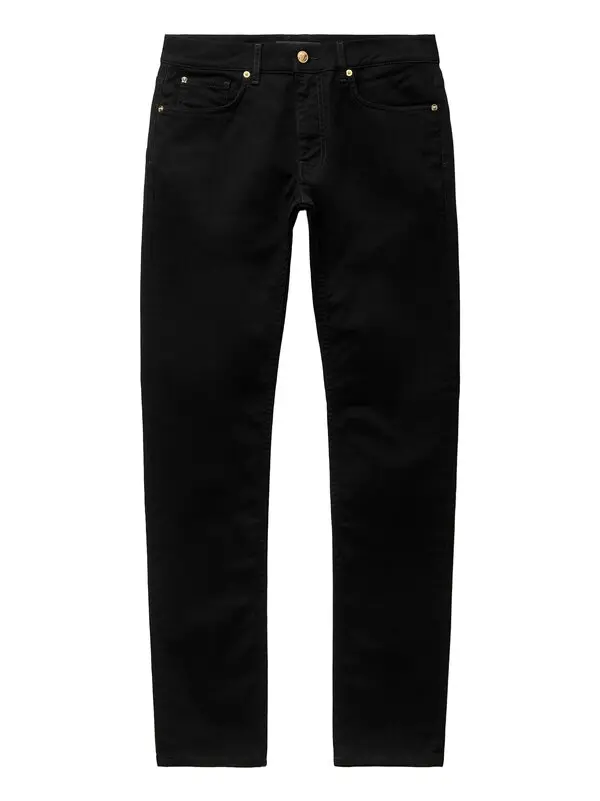 Versace Slim Fit Jeans With Medusa Hardware - Black