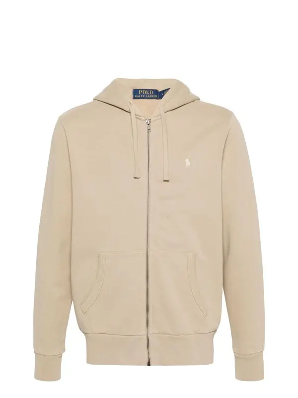 Polo Ralph Lauren Polo-pony-embroidery Zipped Hoodie - Neutrals