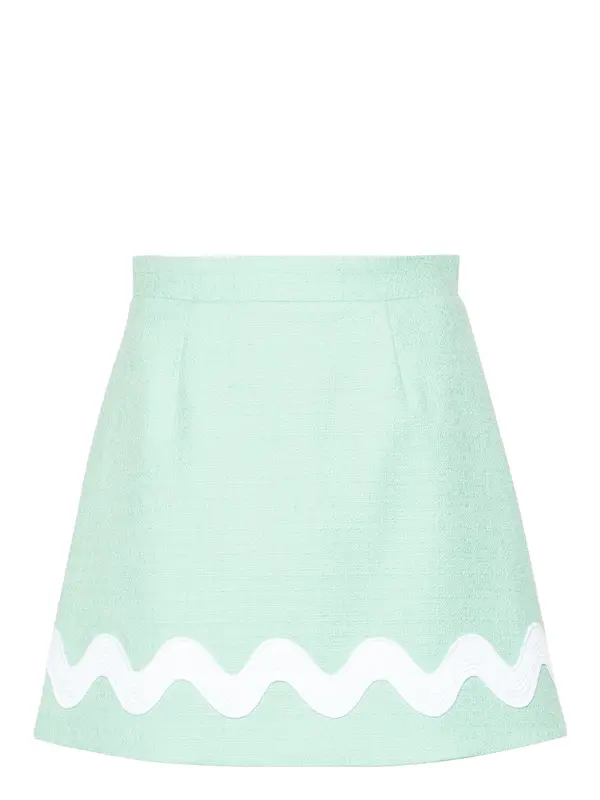 Patou Wave Tweed Mini Skirt - Green