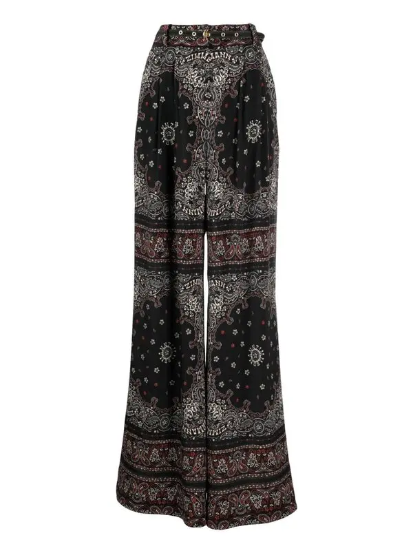 Zimmermann Bandana-print Wide-leg Trousers - Black