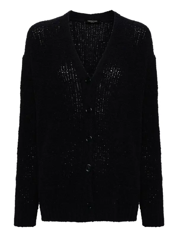 Fabiana Filippi V-neck Bouclé Knit Cardigan - Blue