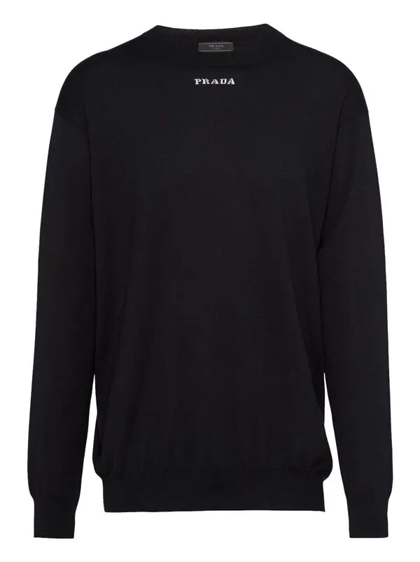 Prada Intarsia-logo Cashmere Jumper - Black