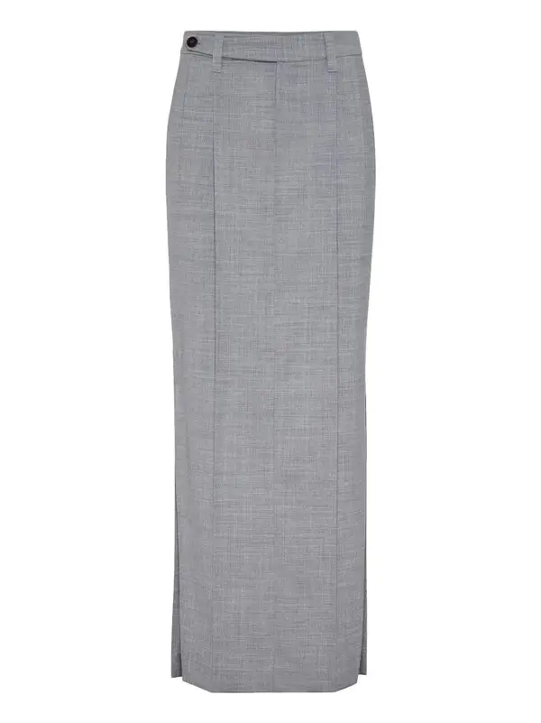 Brunello Cucinelli Virgin Wool Maxi Skirt - Grey