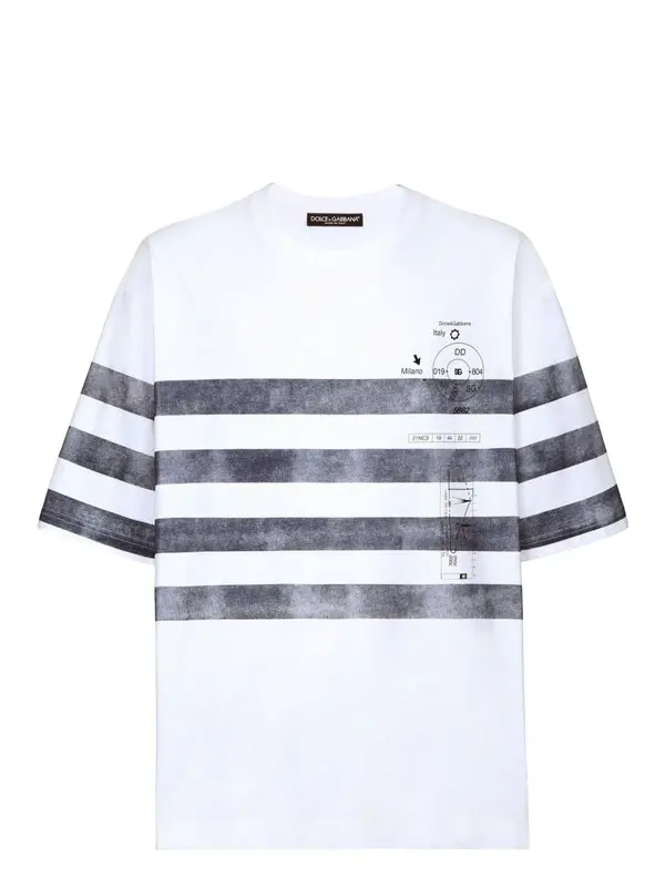 Dolce & Gabbana Striped Cotton T-shirt - White