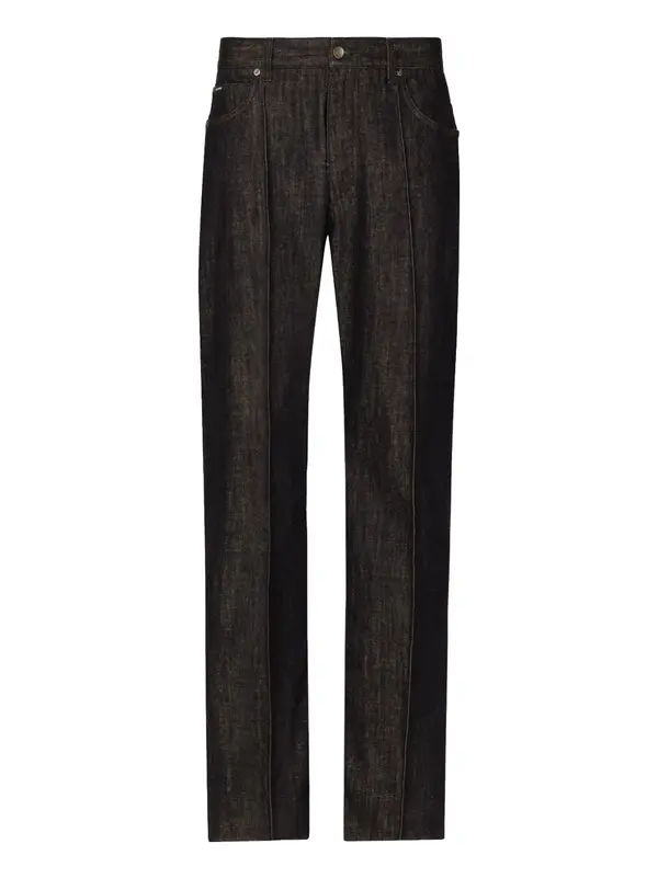 Dolce & Gabbana Logo Appliqué Wide-leg Jeans - Black