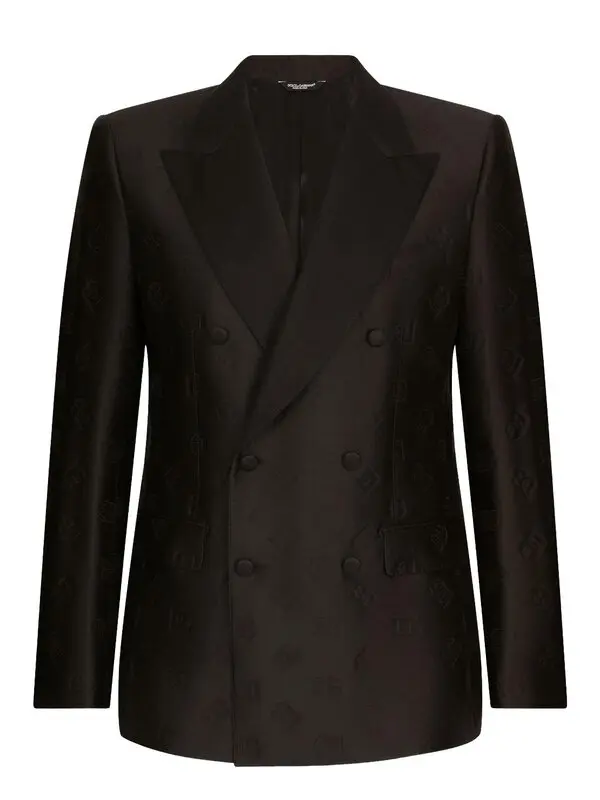 Dolce & Gabbana Double-breasted Monogram-print Suit - Black
