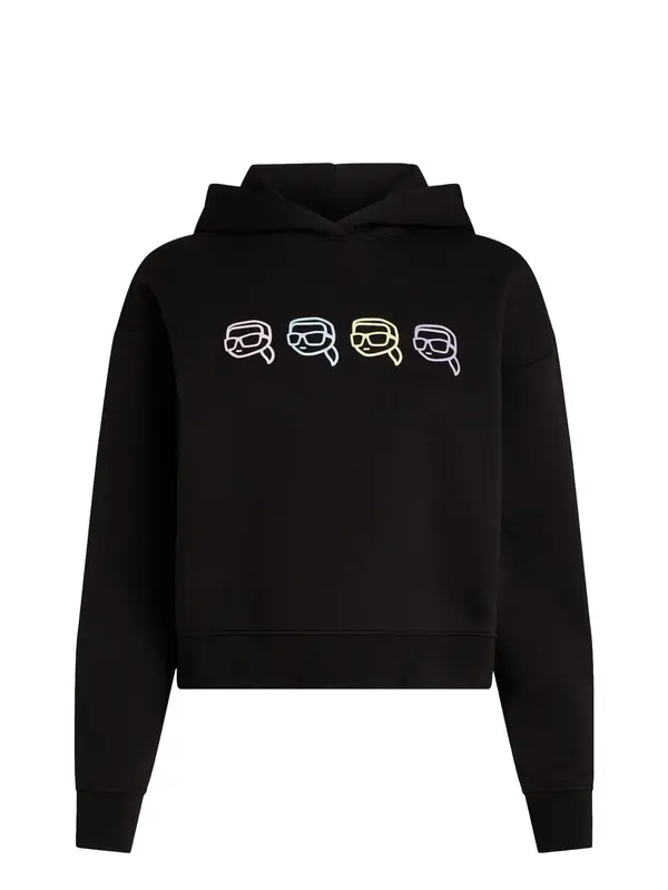 Karl Lagerfeld Ikon Outline Organic-cotton Hoodie - Black