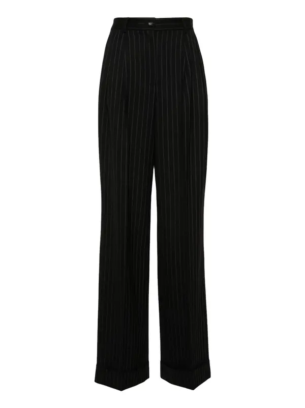 Dolce & Gabbana Pinstriped Wide-leg Trousers - Black