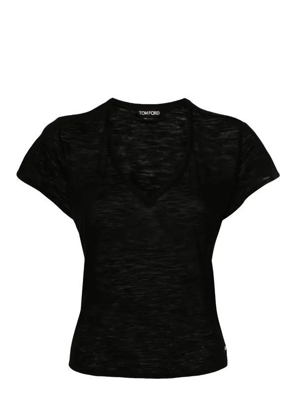 TOM FORD Semi-sheer Mélange T-shirt - Black