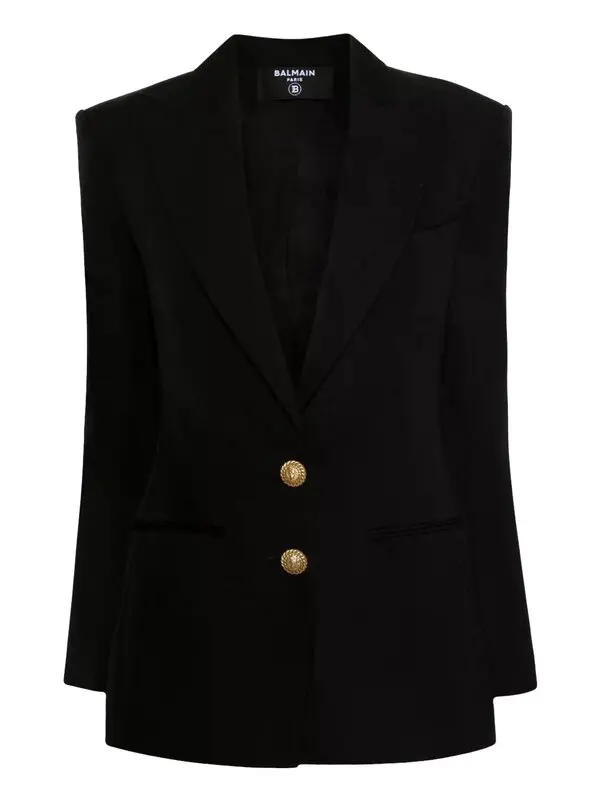 Balmain Single-breasted Virgin Wool Blazer - Black