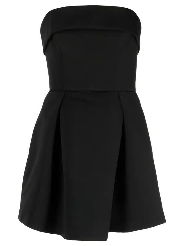 Amsale Pleated Mini Dress - Black