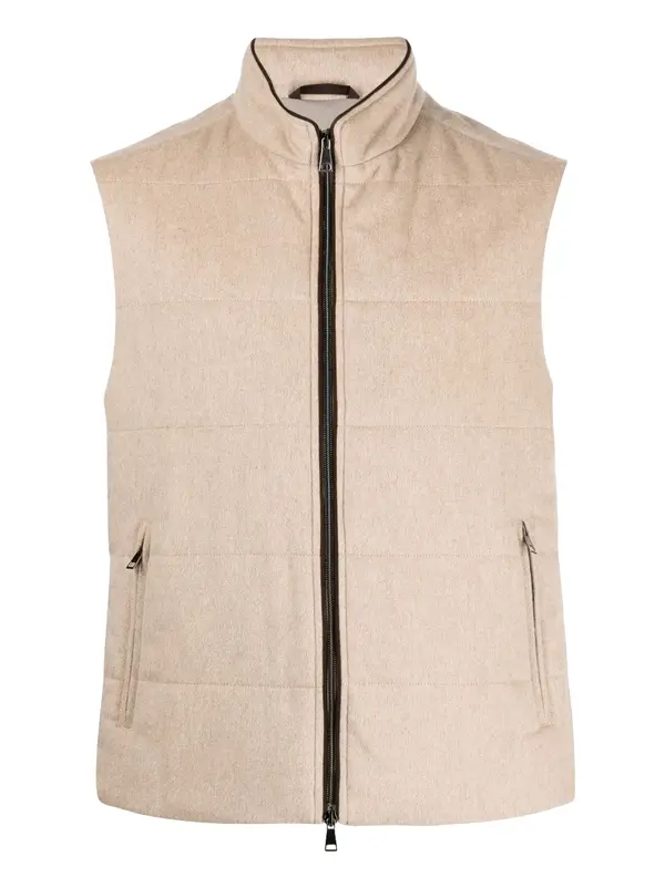 N.peal Quilted Cashmere Gilet - Brown
