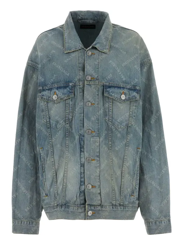 Balenciaga Logo-print Denim Jacket - Blue