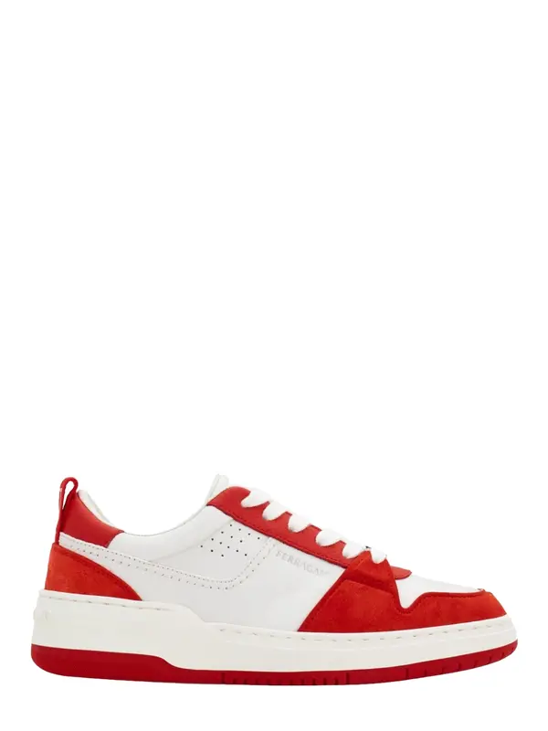 FERRAGAMO Panelled Leather Sneakers - Red