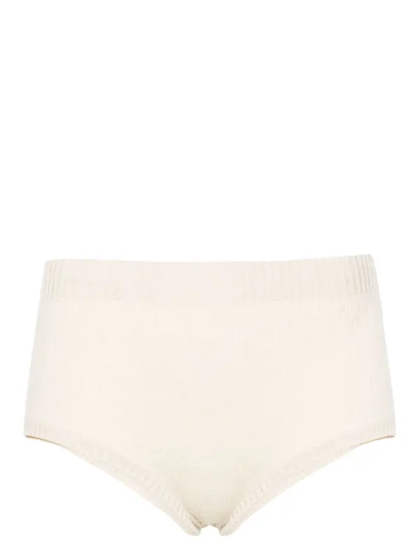 Alanui High-waisted Ribbed Shorts - Neutrals