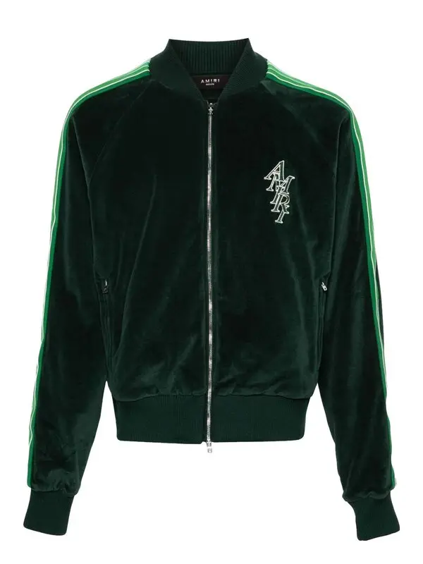 Amiri Stack Monogram Velvet Jacket - Green