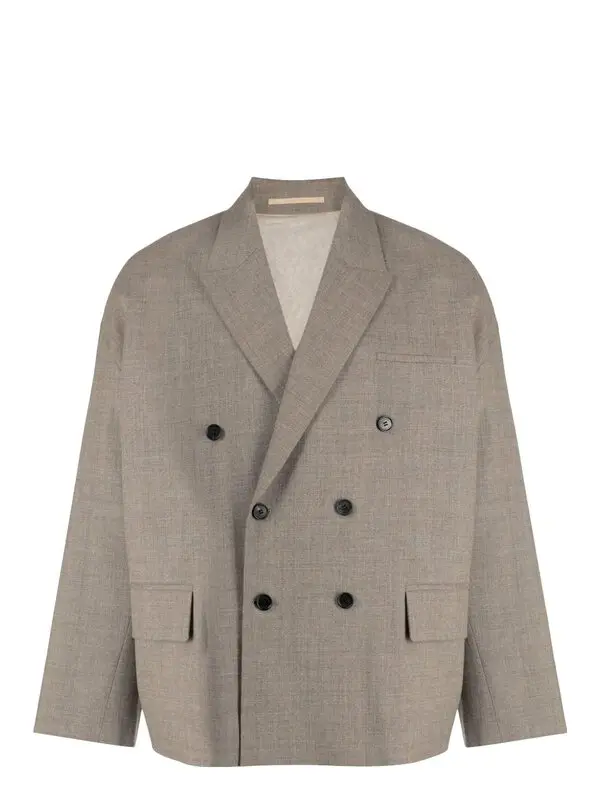 CROQUIS Double-breasted Wool Blazer - Brown