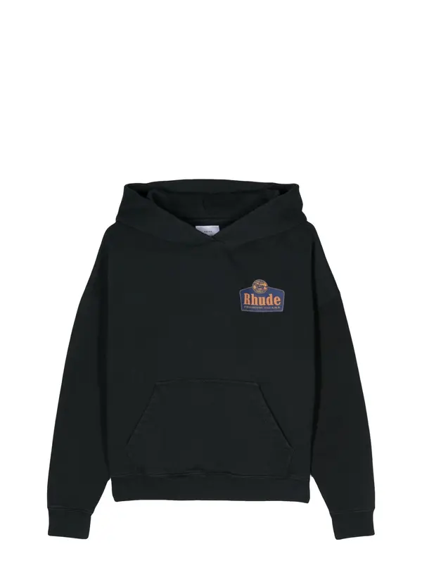 Rhude Logo-print Cotton Hoodie - Black