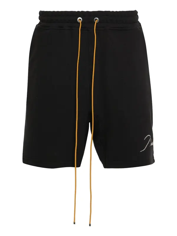 Rhude Logo-embroidered Piqué Shorts - Black