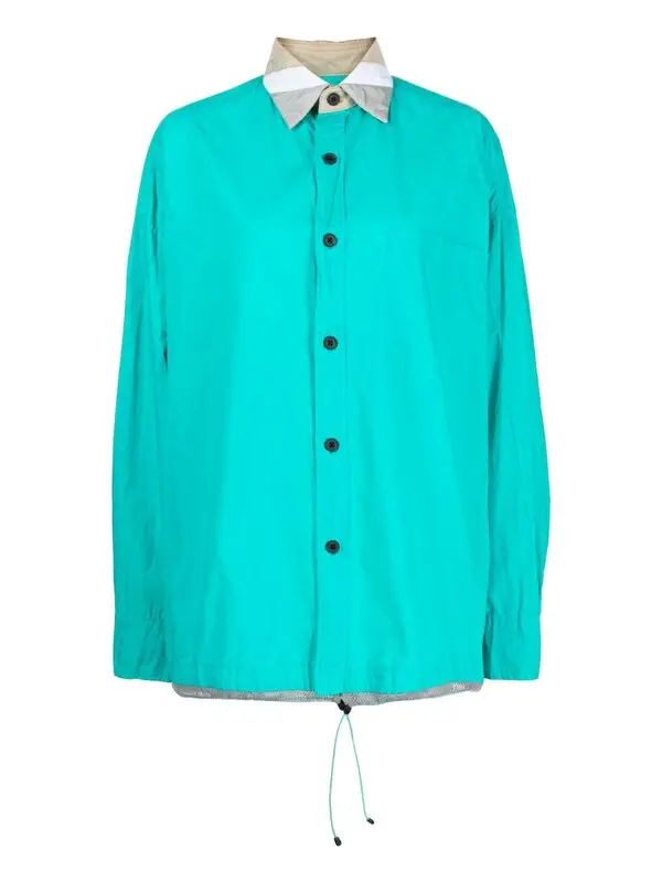 Kolor Contrast-collar Cotton Shirt - Green