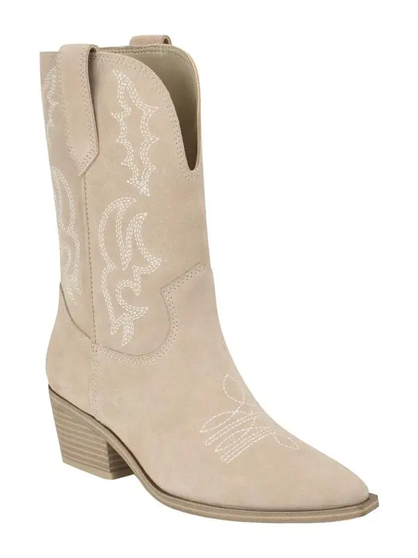 Nine West Pointed Toe Western Boots - Light Grey